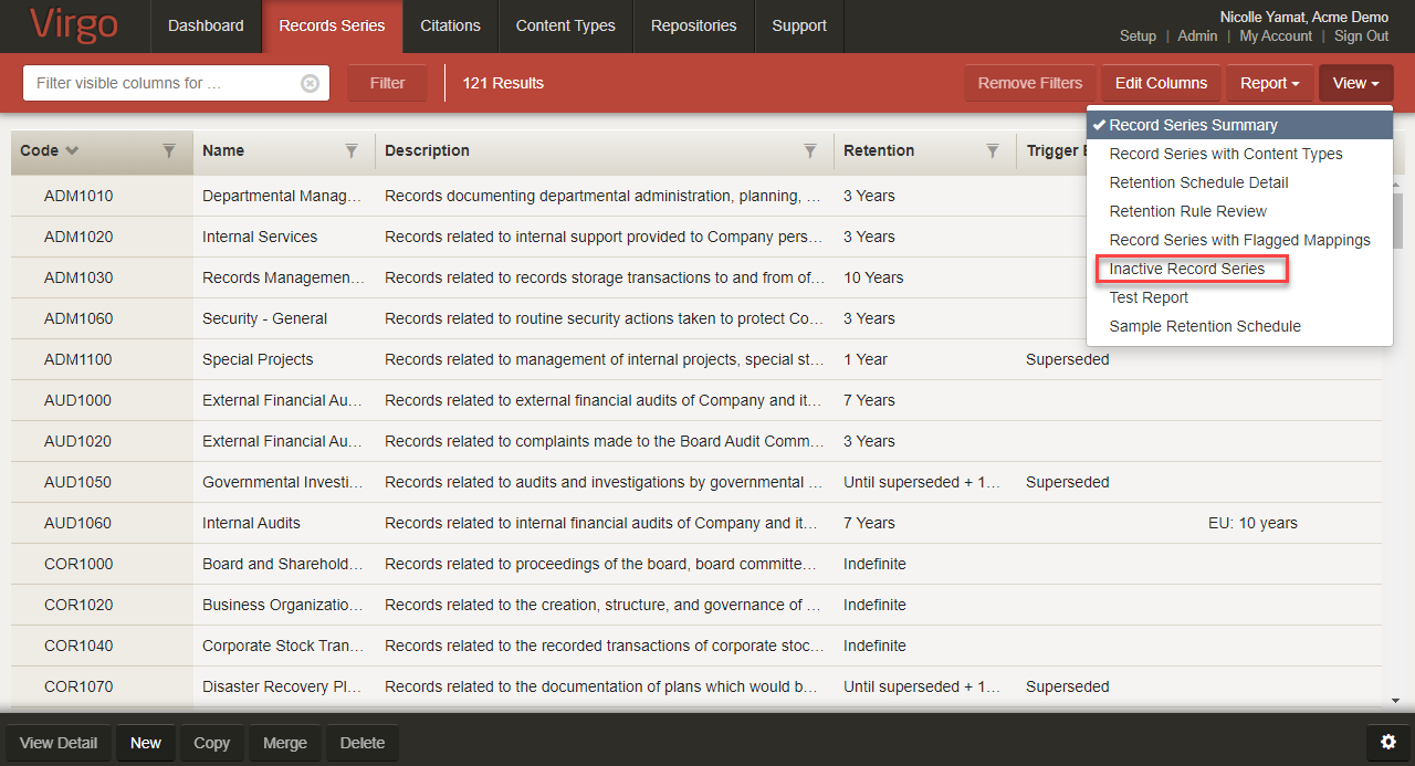Managing Record Series