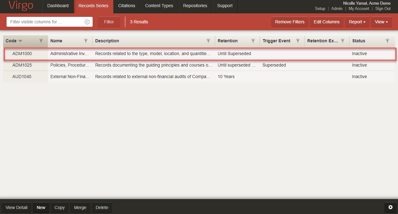 Managing Record Series